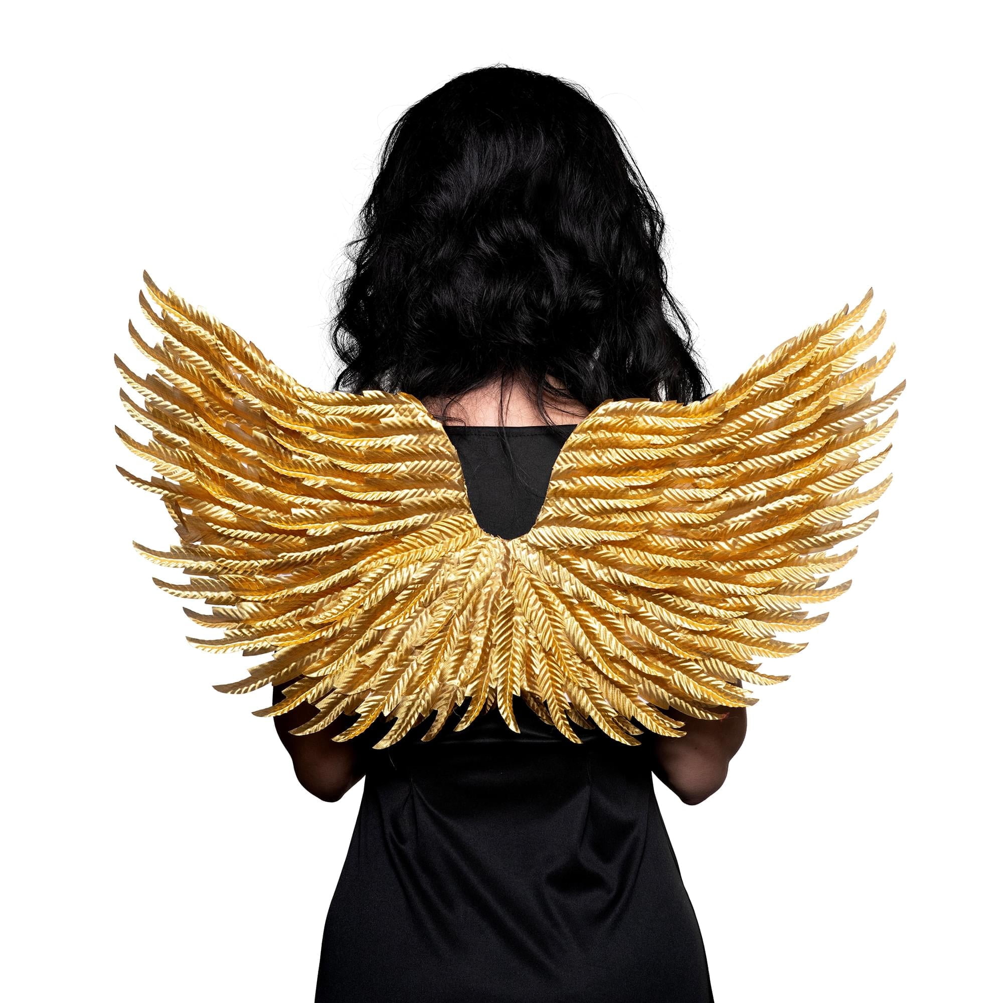 Gold Foil Feather Double Sided Wings Adult Costume Accessory - Walmart.com