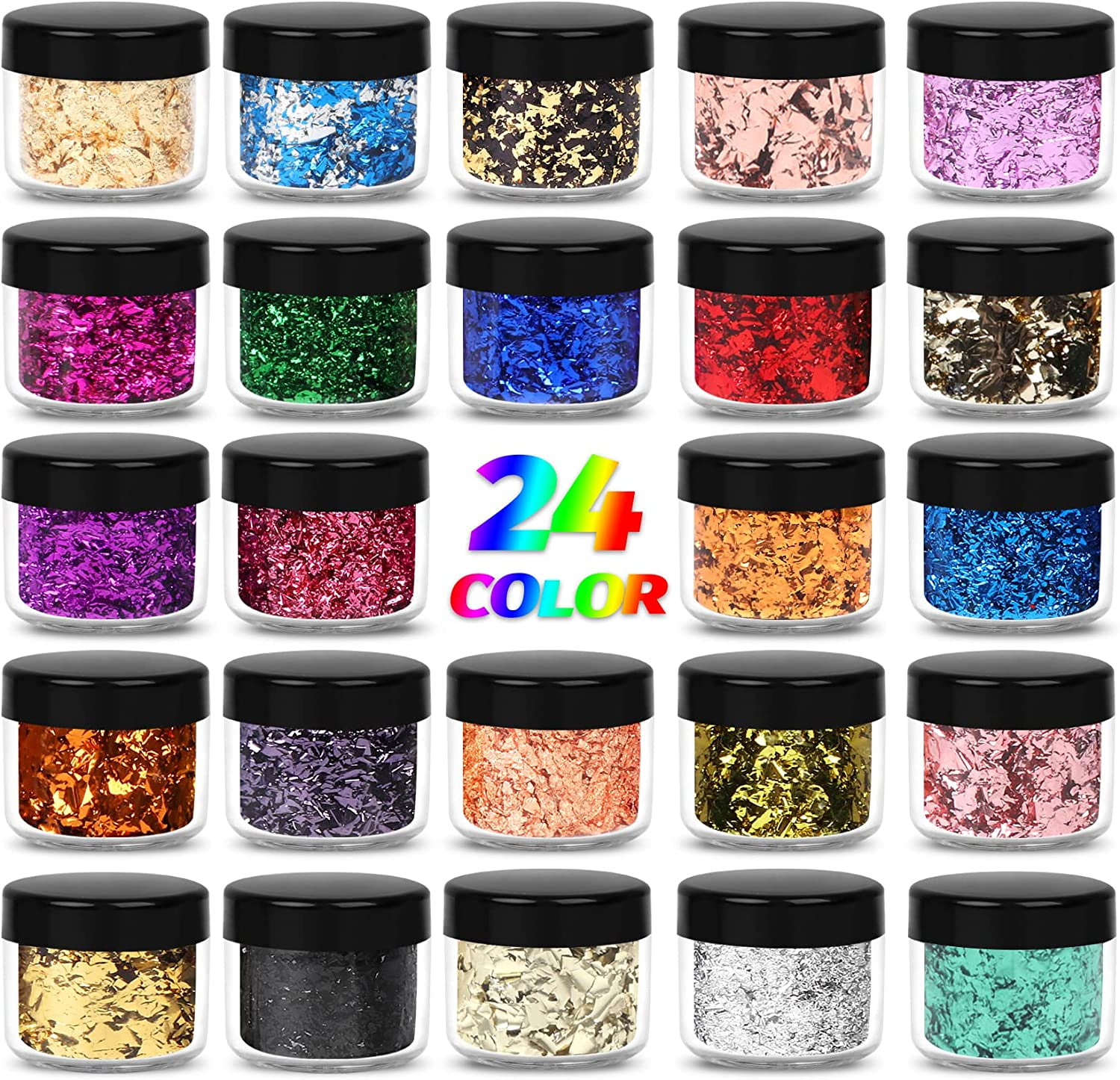 Gold Foil Flakes - 24 Color Metallic Gilding Flakes for Resin, Nails ...