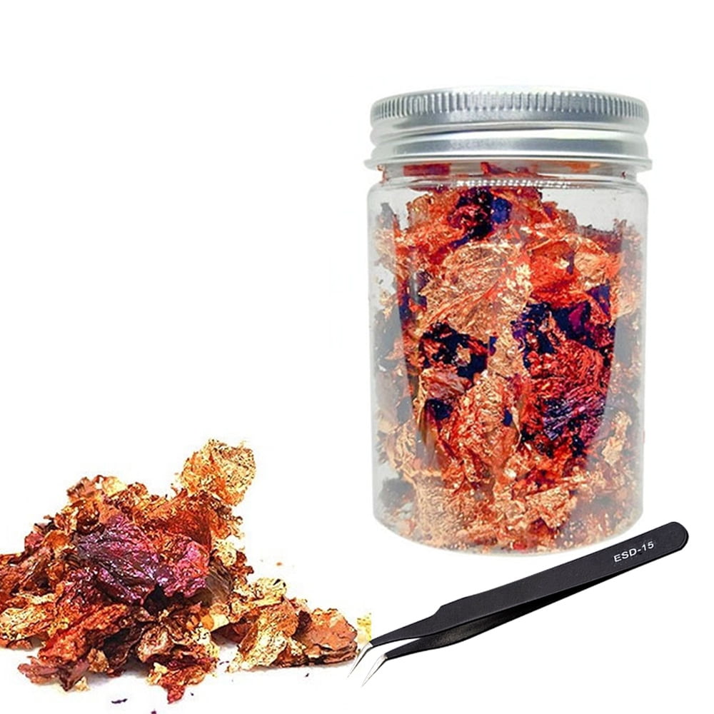 Gold Foil Flakes For Resin 2 Bottles Gilding Flakes Metal Gold Leaf ...