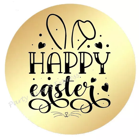 Gold Foil Happy Easter Bunny Ears Sticker Party Favors Sticker Envelope ...