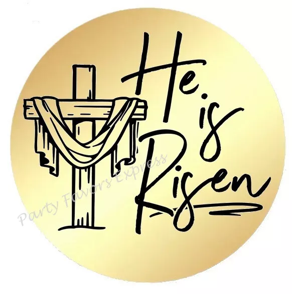 Gold Foil Happy He Is Risen Easter Stickers Party Favors Gift For You ...