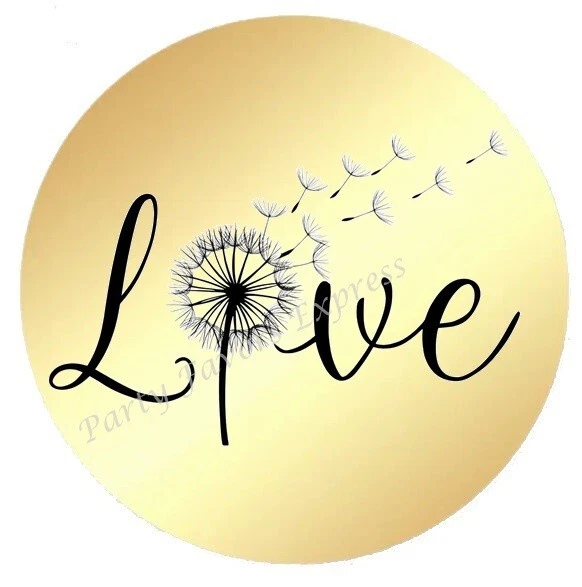 Gold Foil Love Dandelion Stickers Party Favors Phone Decal Water Bottle ...