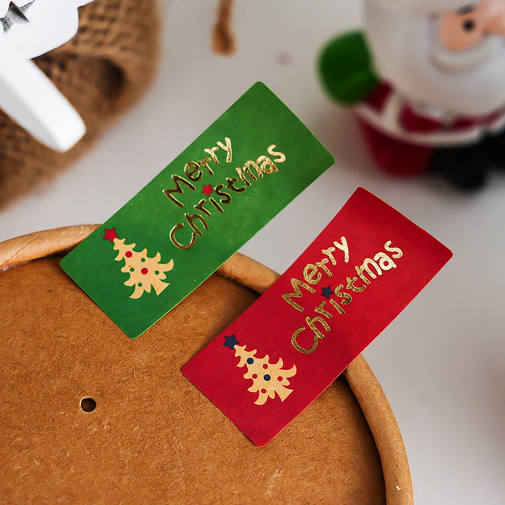 Gold Foil Merry Christmas Stickers 0.7X1.9inch Red Green Christmas ...