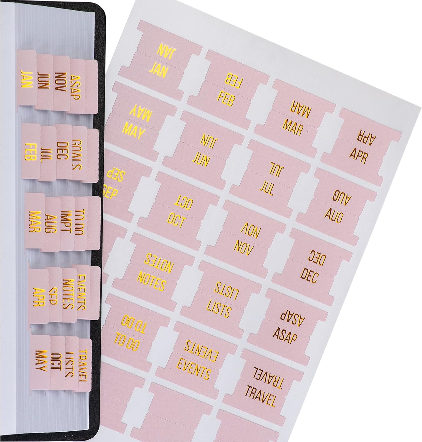 Gold Foil Planner 24 Peel and Stick Laminated Tabs for Notebooks ...