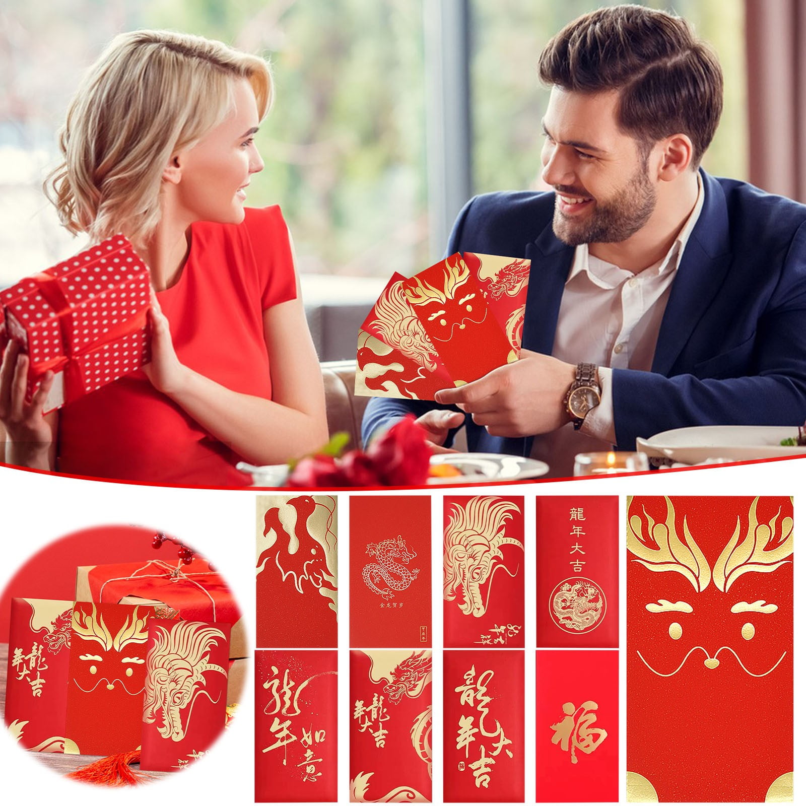 Gold Foil Red Envelope Gift Card Bags 18-pack with Auspicious Patterns ...