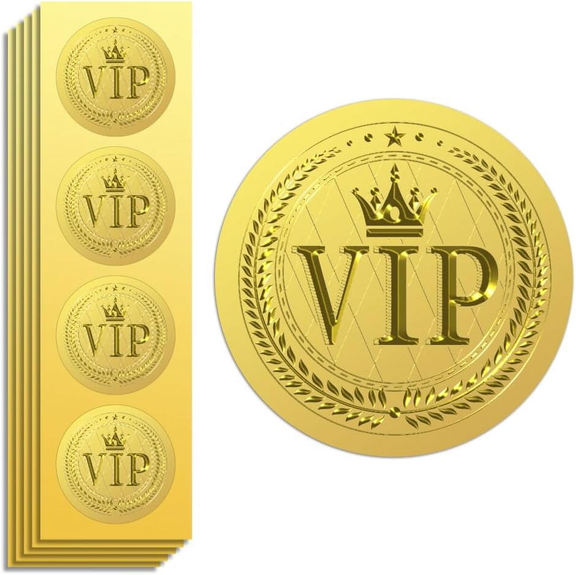 Gold Foil Stickers Seals Official Embossed VIP 2 Inch 100Pcs, Self ...