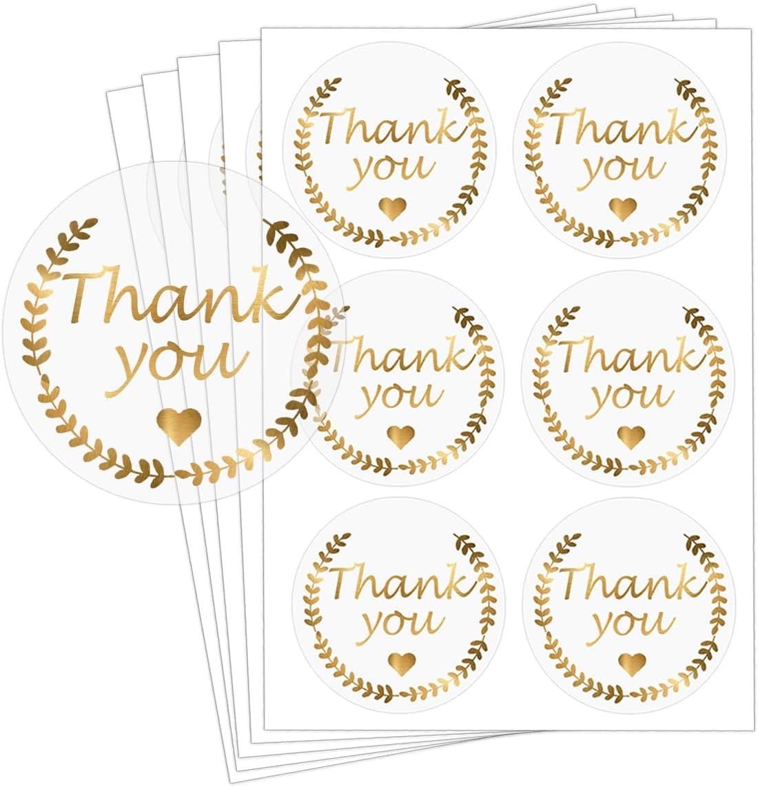 Gold Foil Thank You Sticker,1.5inch Clear Self Adhesive Thank You ...