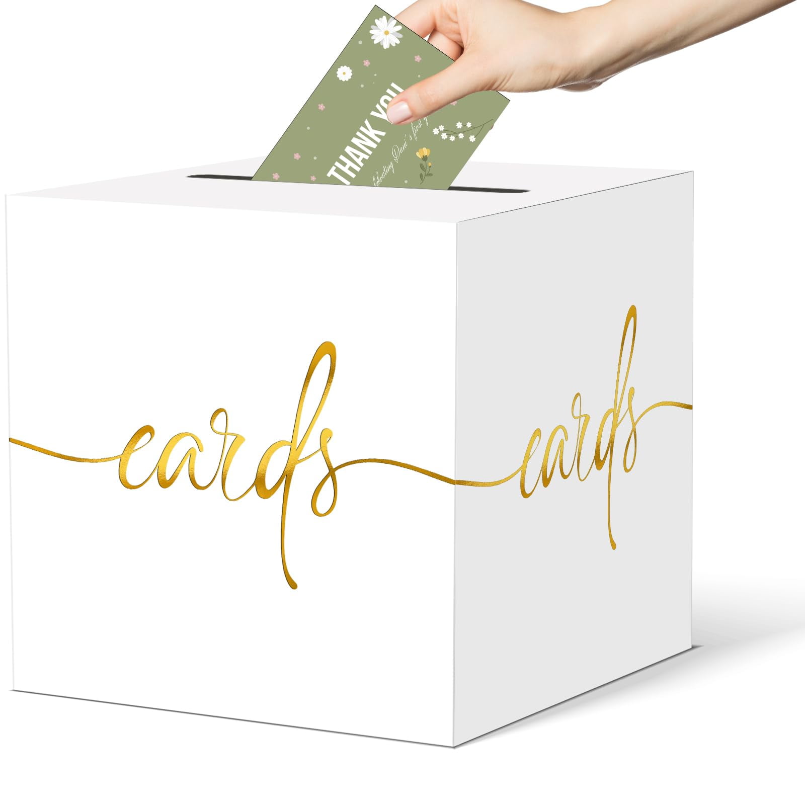 Gold Foil White Card Box for Events, Wedding Reception Birthday Party ...