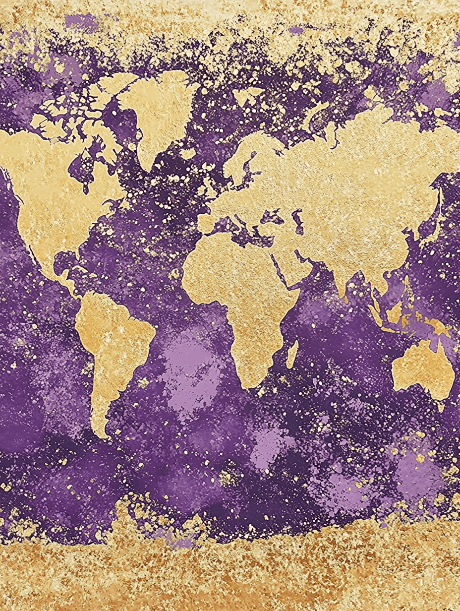 Gold Foil World Map Canvas Wall Art，Perfect for Living Room，Bedroom ...