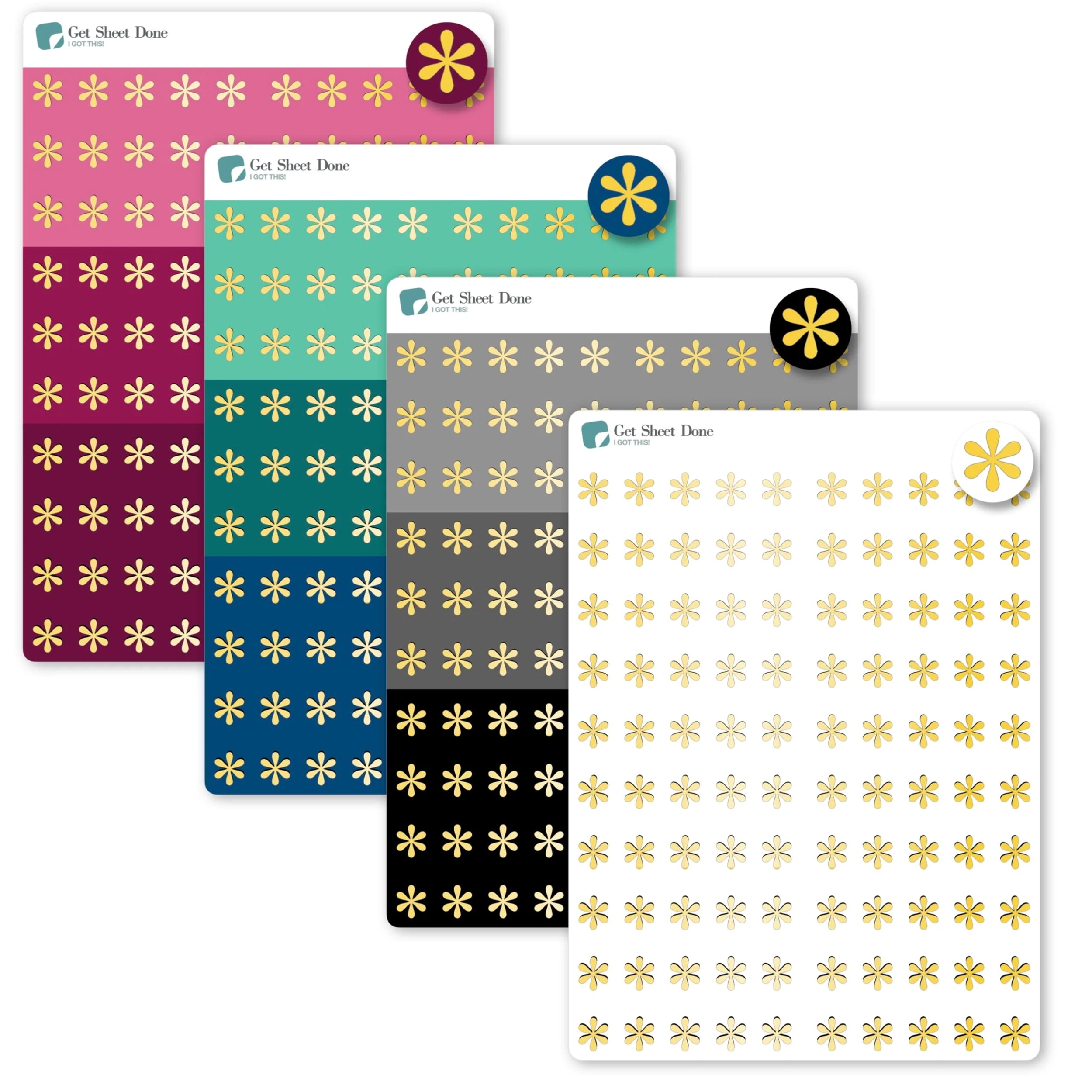 Gold Foiled Asterisk Dot / 100 mini dots (1/3") / Productivity Bullet ...