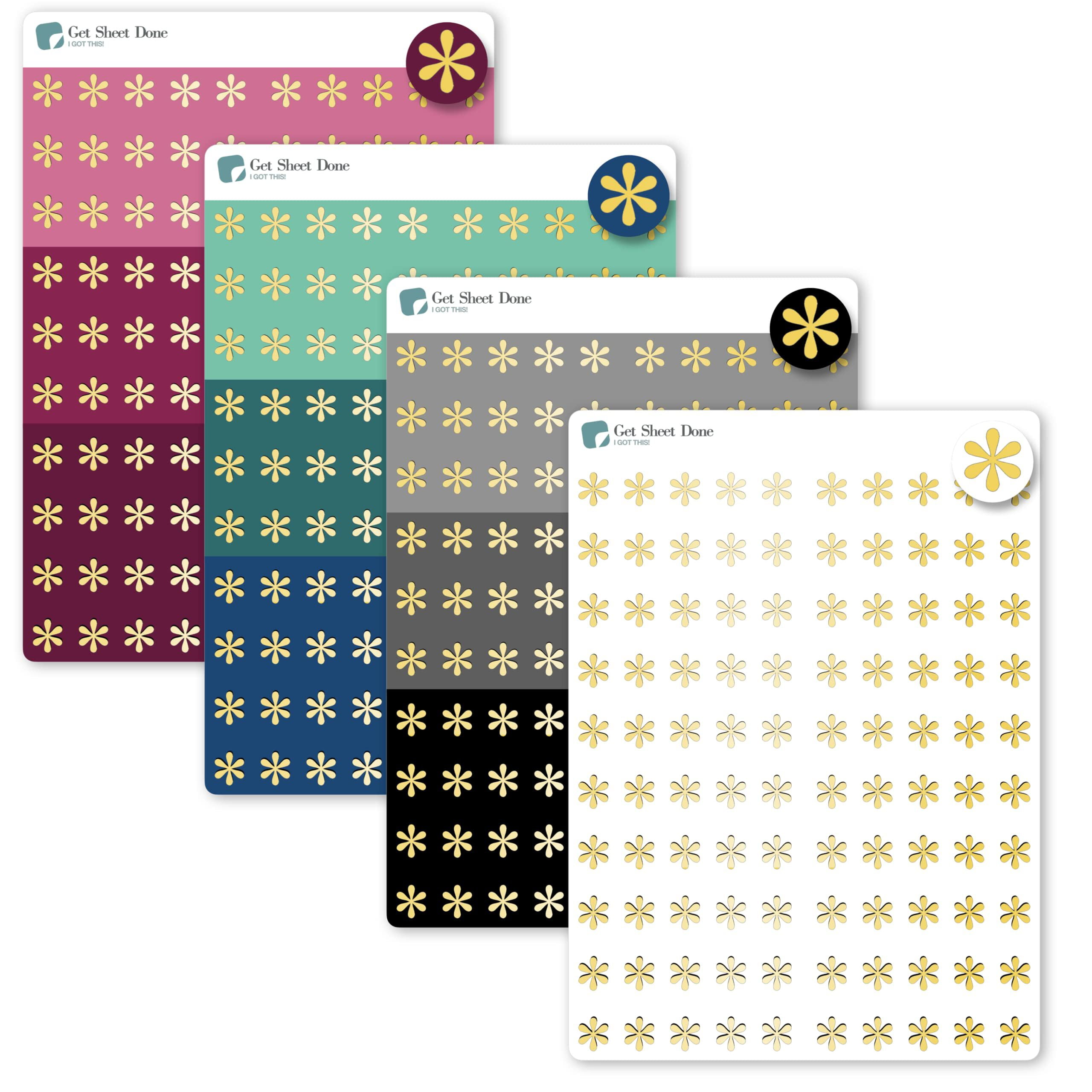 Gold Foiled Asterisk Dot / 100 mini dots (1/3") / Productivity Bullet ...
