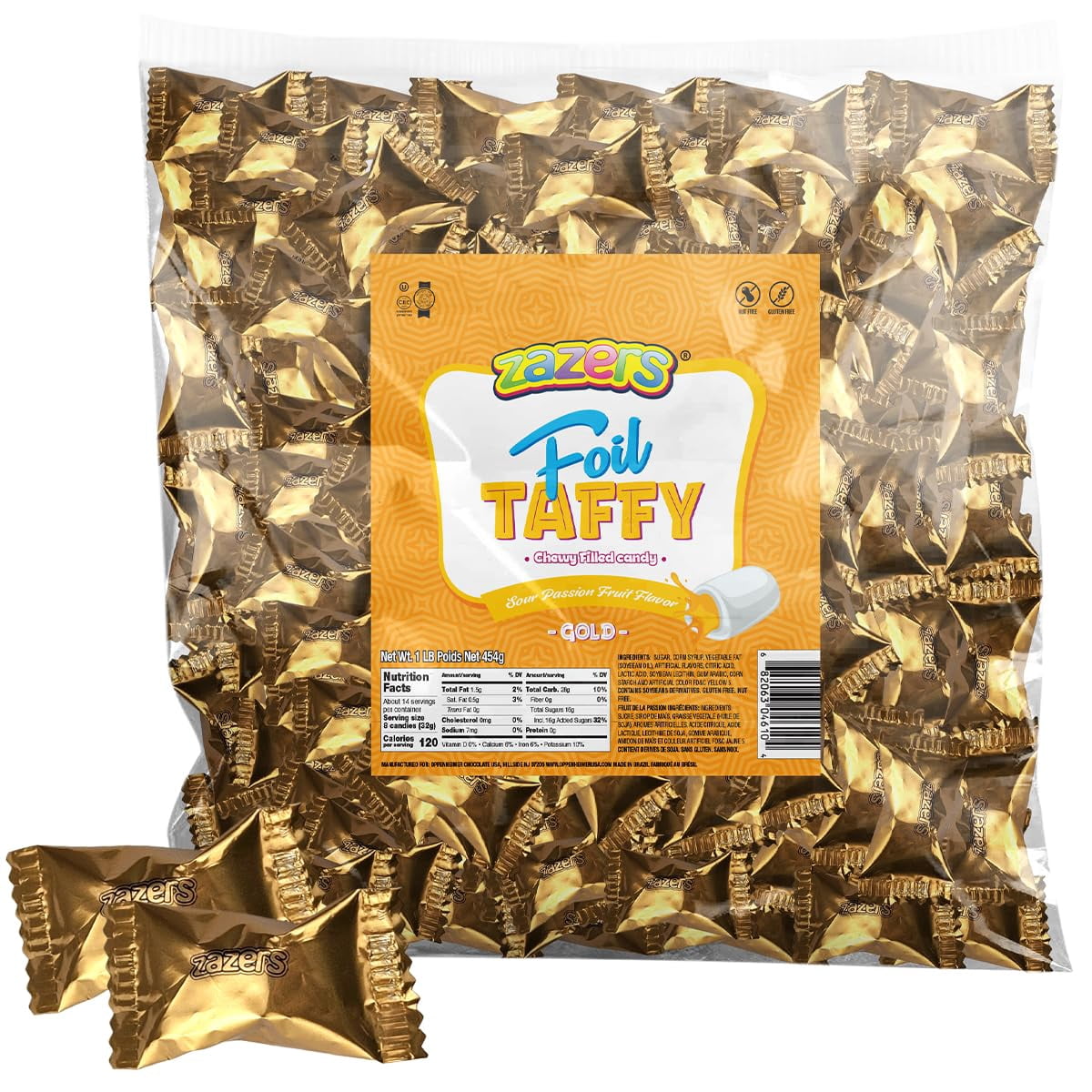 Gold Foils Chewy Filled MFF30 Sweet and Sour Candy, 1-Pound Bag of Gold ...