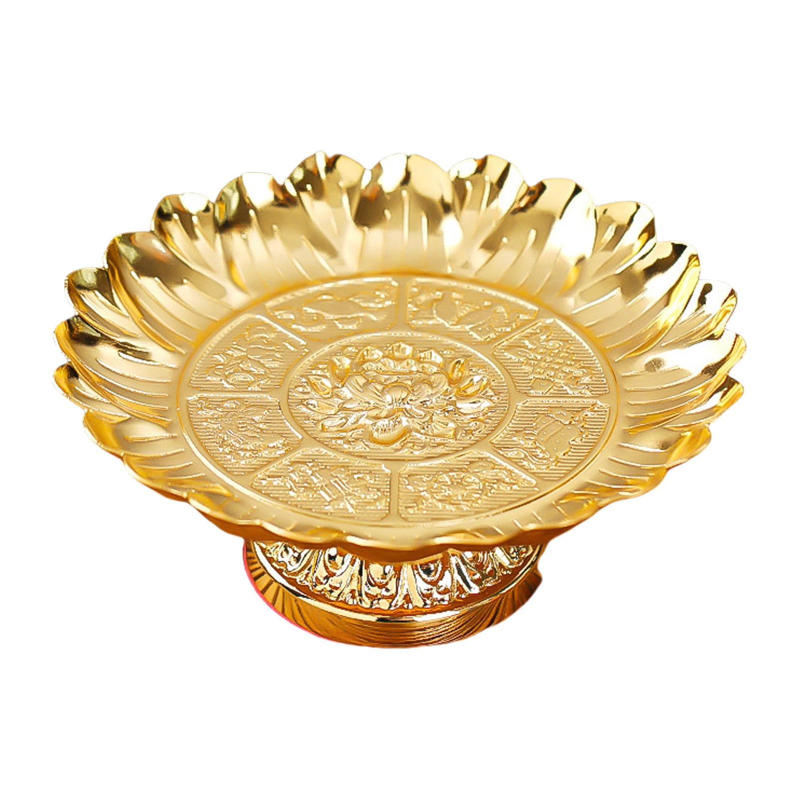 Gold Footed Ceremonial Plate with Lotuses Offering Tray for Temples ...