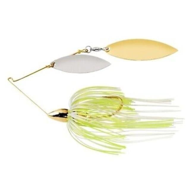 Gold Frame Double Willow Spinnerbait Hot White & Chartreuse Fishing ...