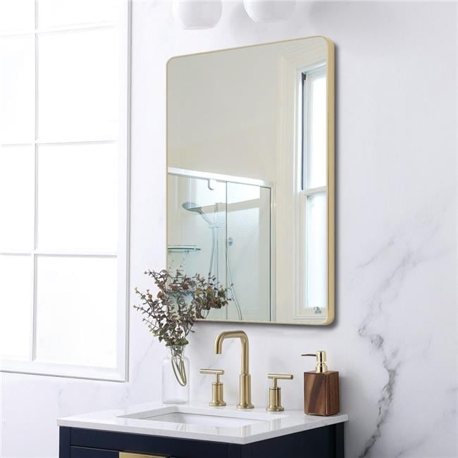 Gold Framed Rounded Corner Mirror, Gold - Walmart.com