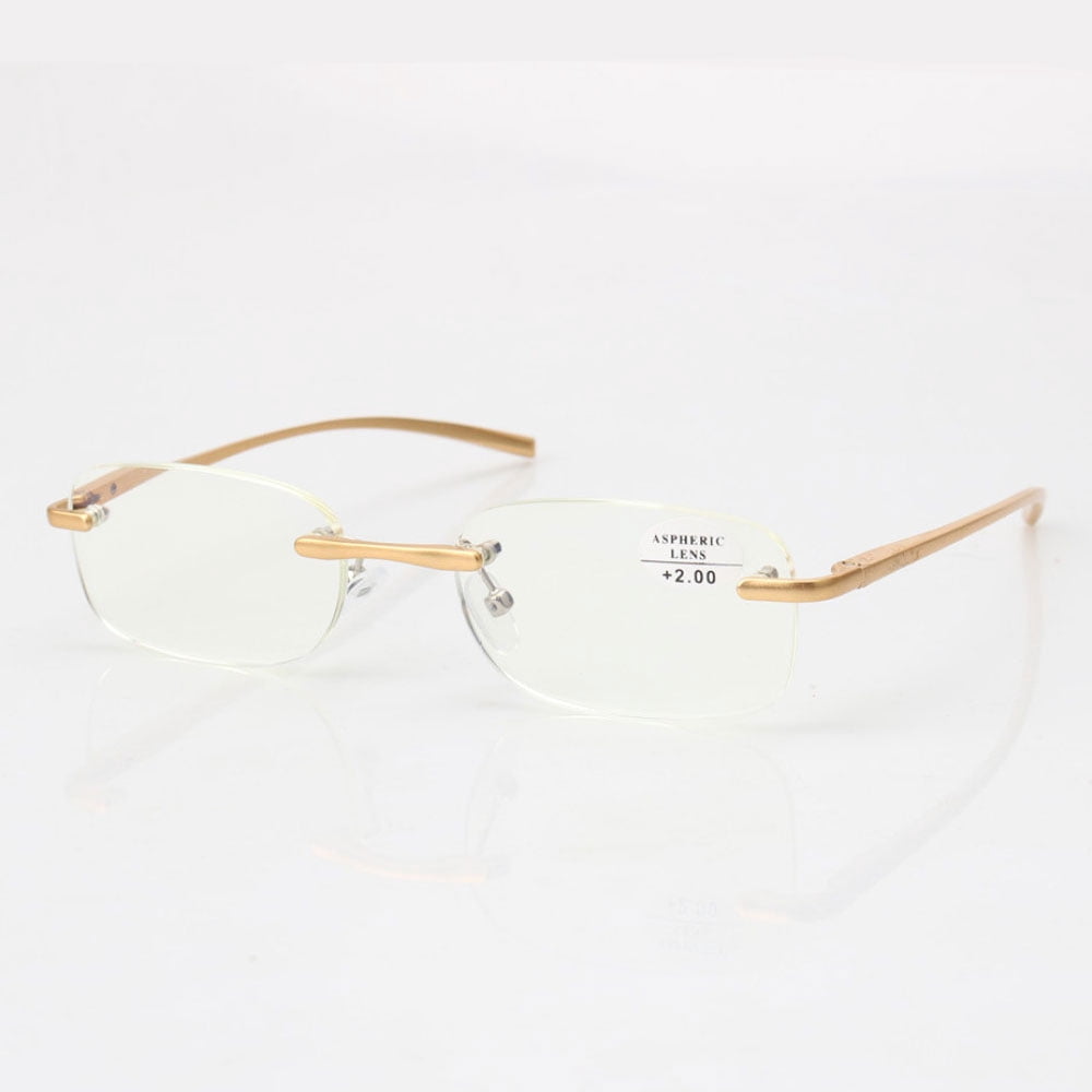 Gold Frameless Trimmed Reading Glasses 2.00 Ultra-light Blue Light ...