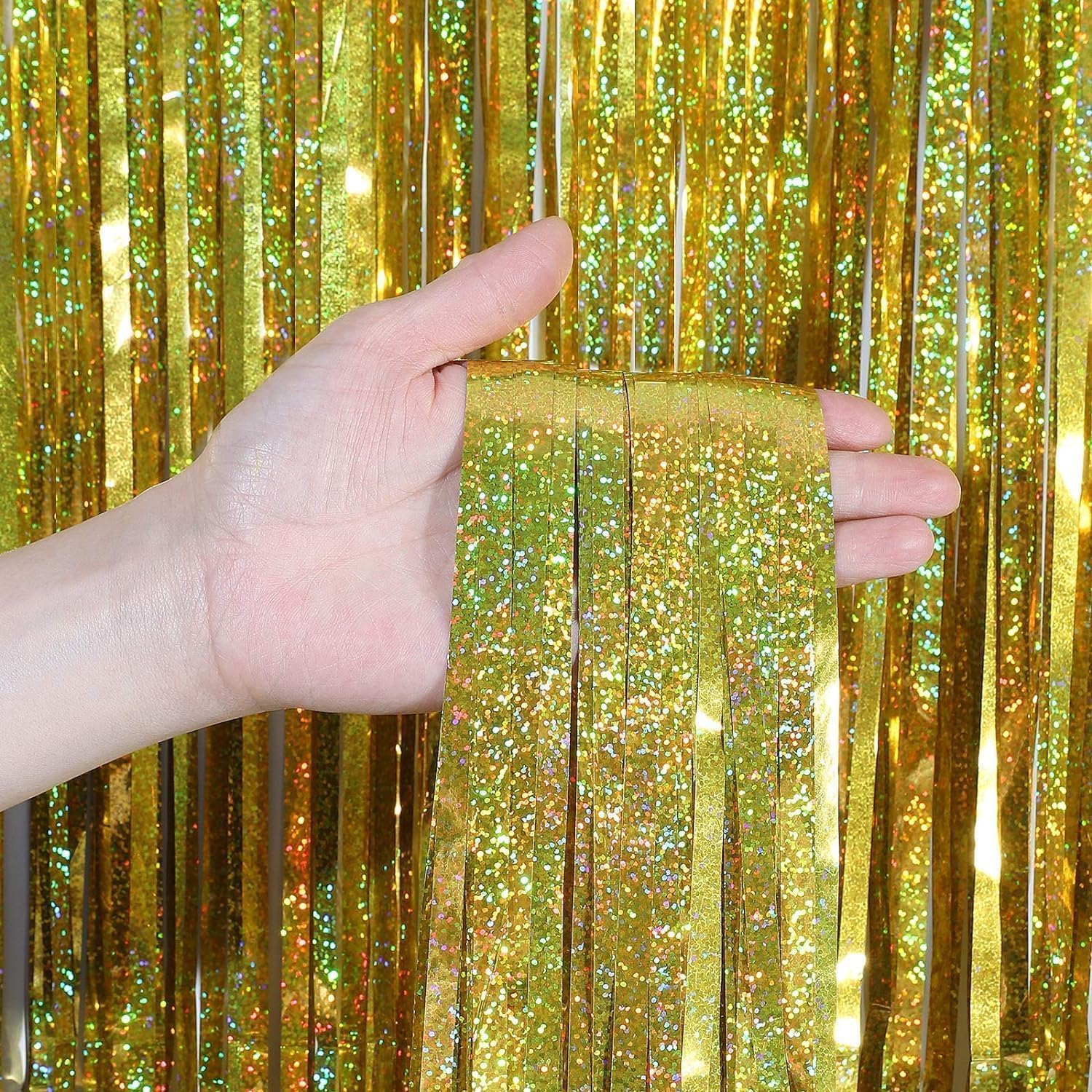 Gold Fringe Curtain - 2 Packs 3ftx8ft Sparkle Metallic Party Backdrop ...