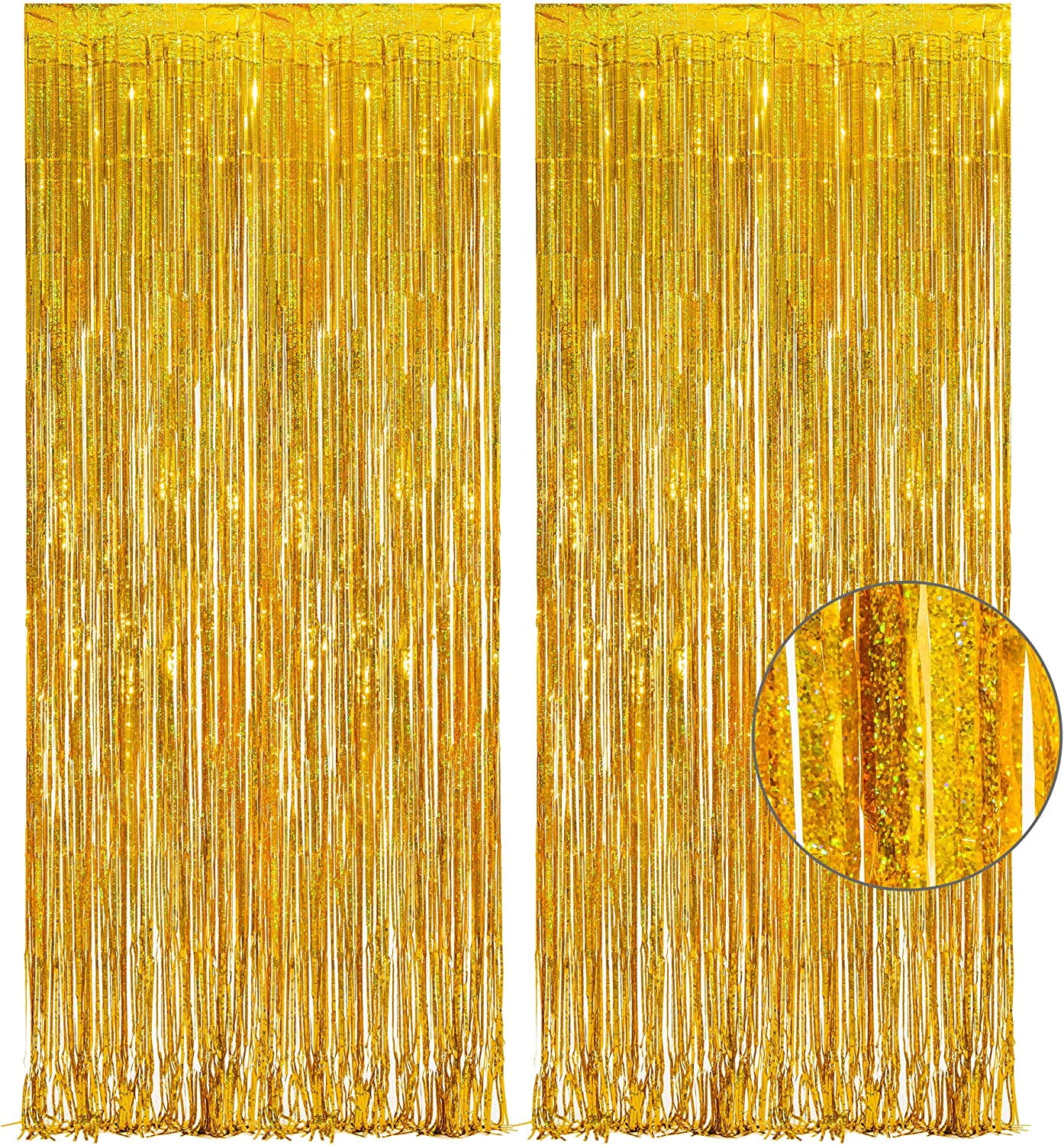 Gold Fringe Curtain Tinsel Backdrop - Foil Fringe Curtain Party ...