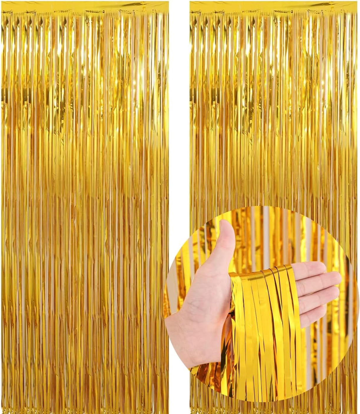 Gold Fringe Curtains for Birthday Party Decor 2 Pack 3.2ft x 8.2ft Gold ...