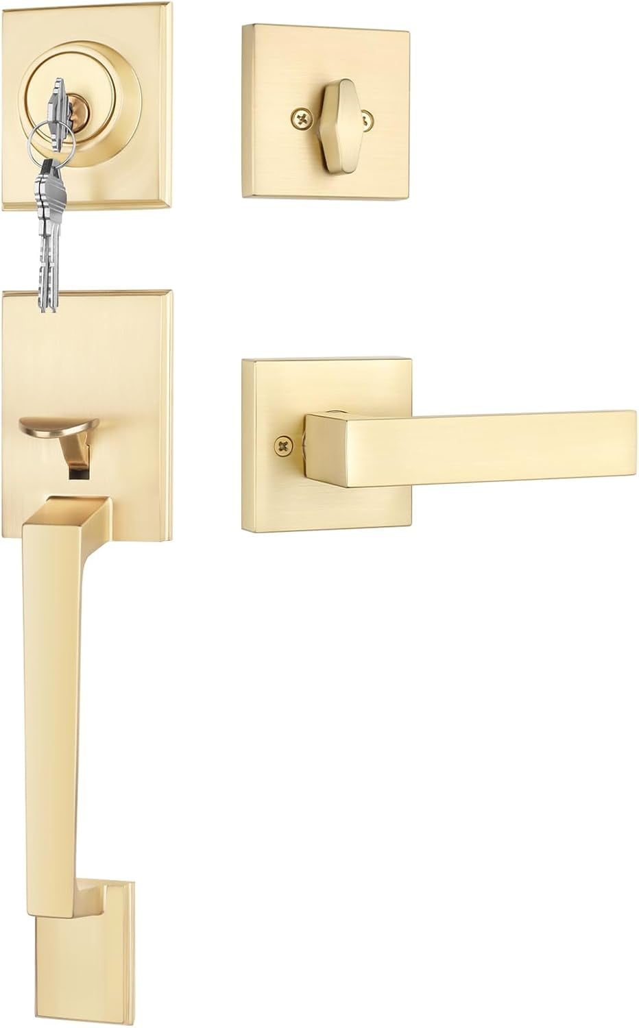 Gold Front Door Handle and Deadbolt Set, Entry Door Handle and Deadbolt ...