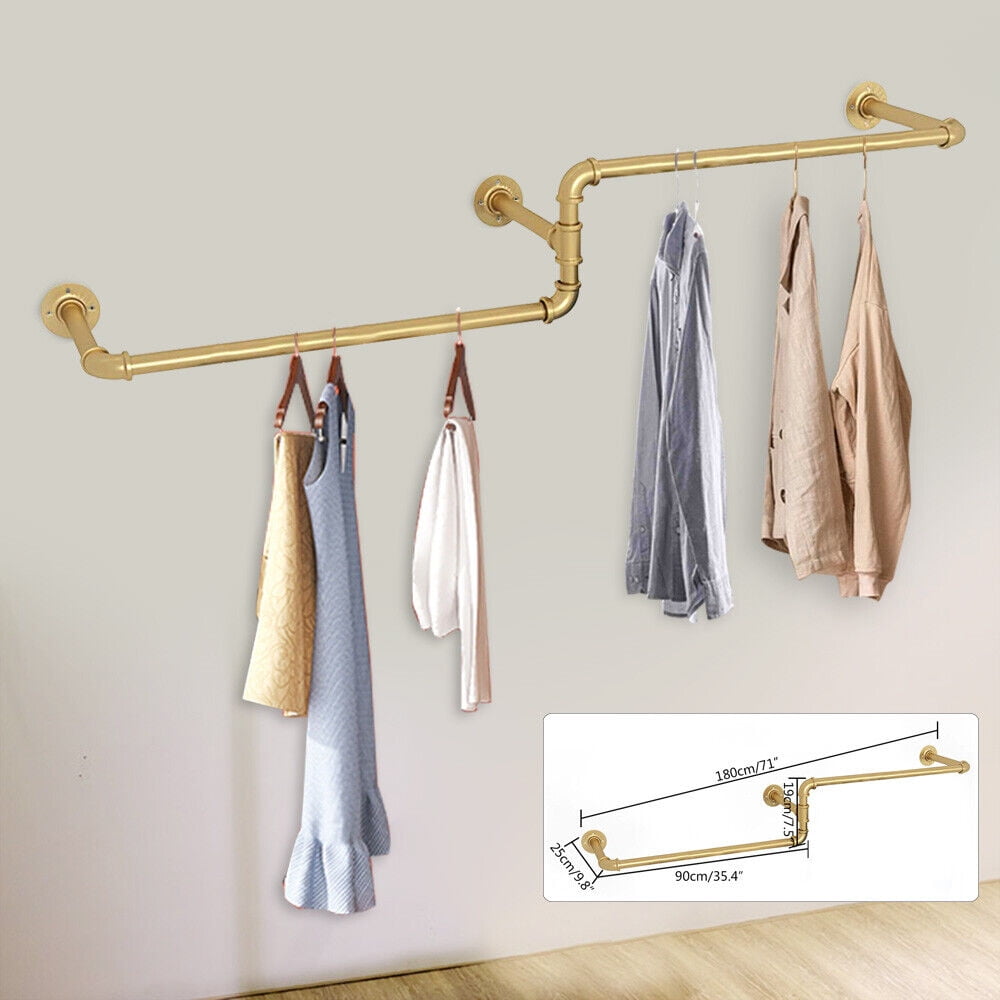 Gold Garment Rack Clothes Rack Wall Mounted Garment Holder Hanging Rod ...