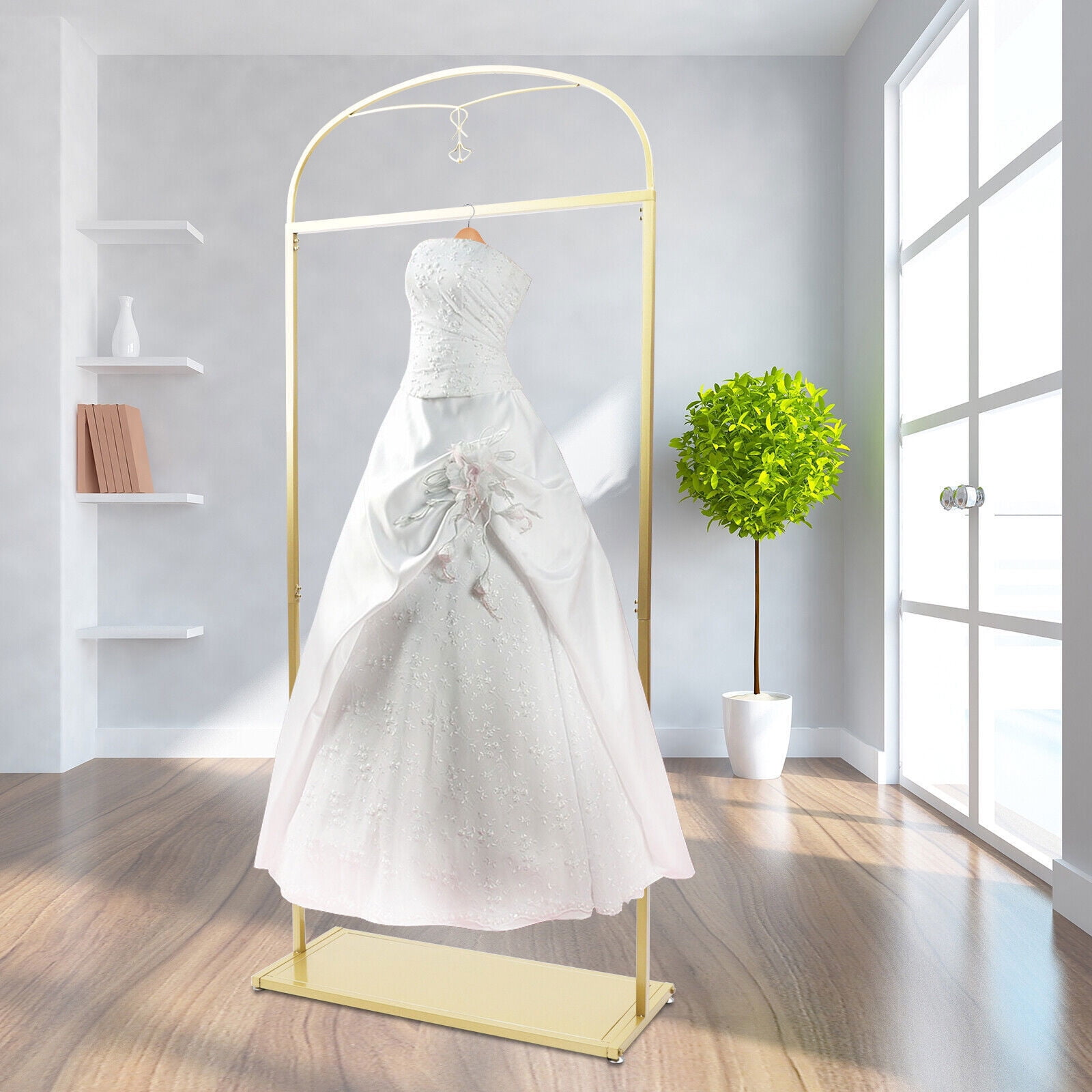 Gold Garment Rack Metal Freestanding Garment Rack Wedding Dress Display ...