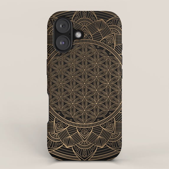 Gold Geometric Mandala Tough Case for Apple iPhone, Dual-Layer ...