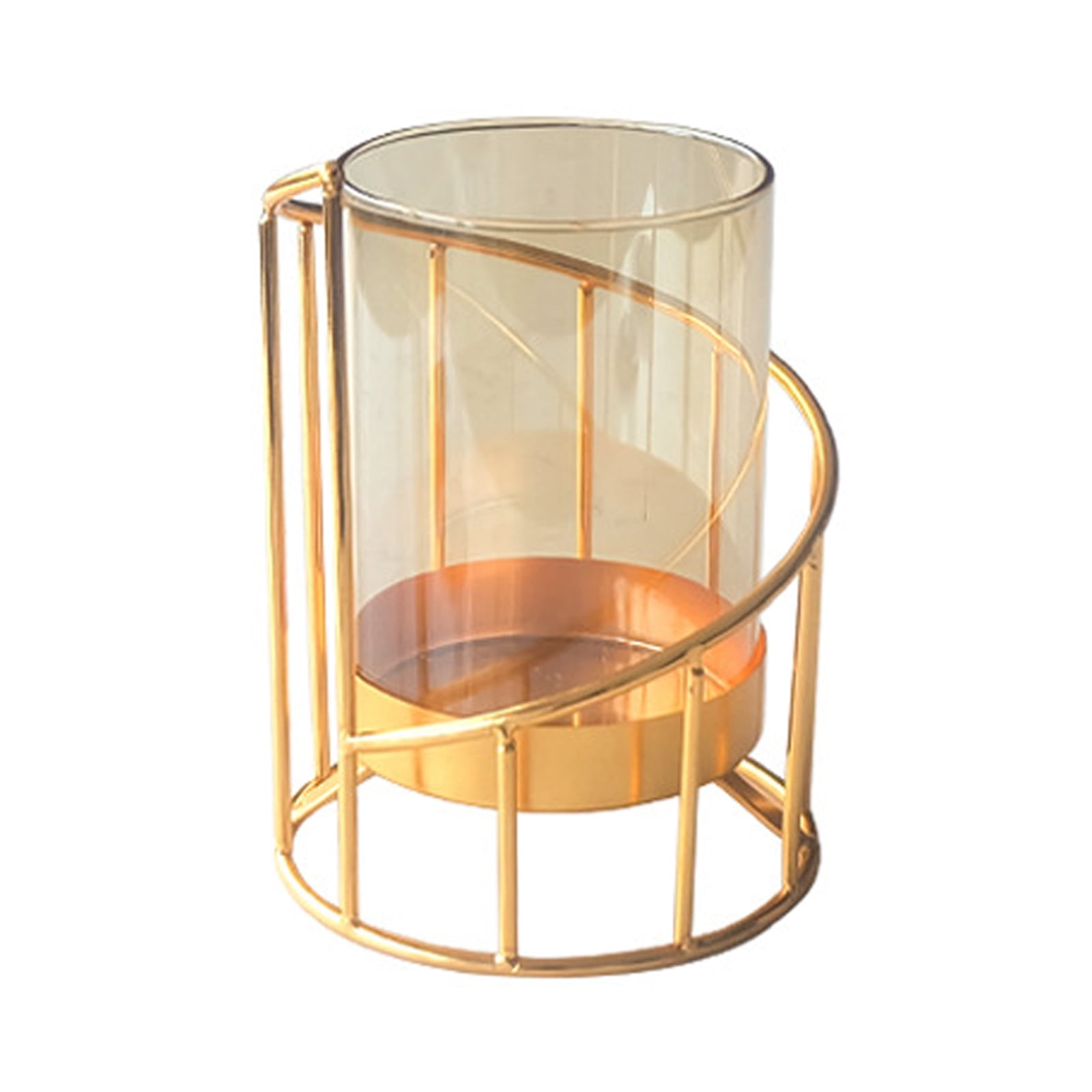 Gold Geometric Metal Frame Clear Glass Tube Hydroponic Flower Bud Vase ...