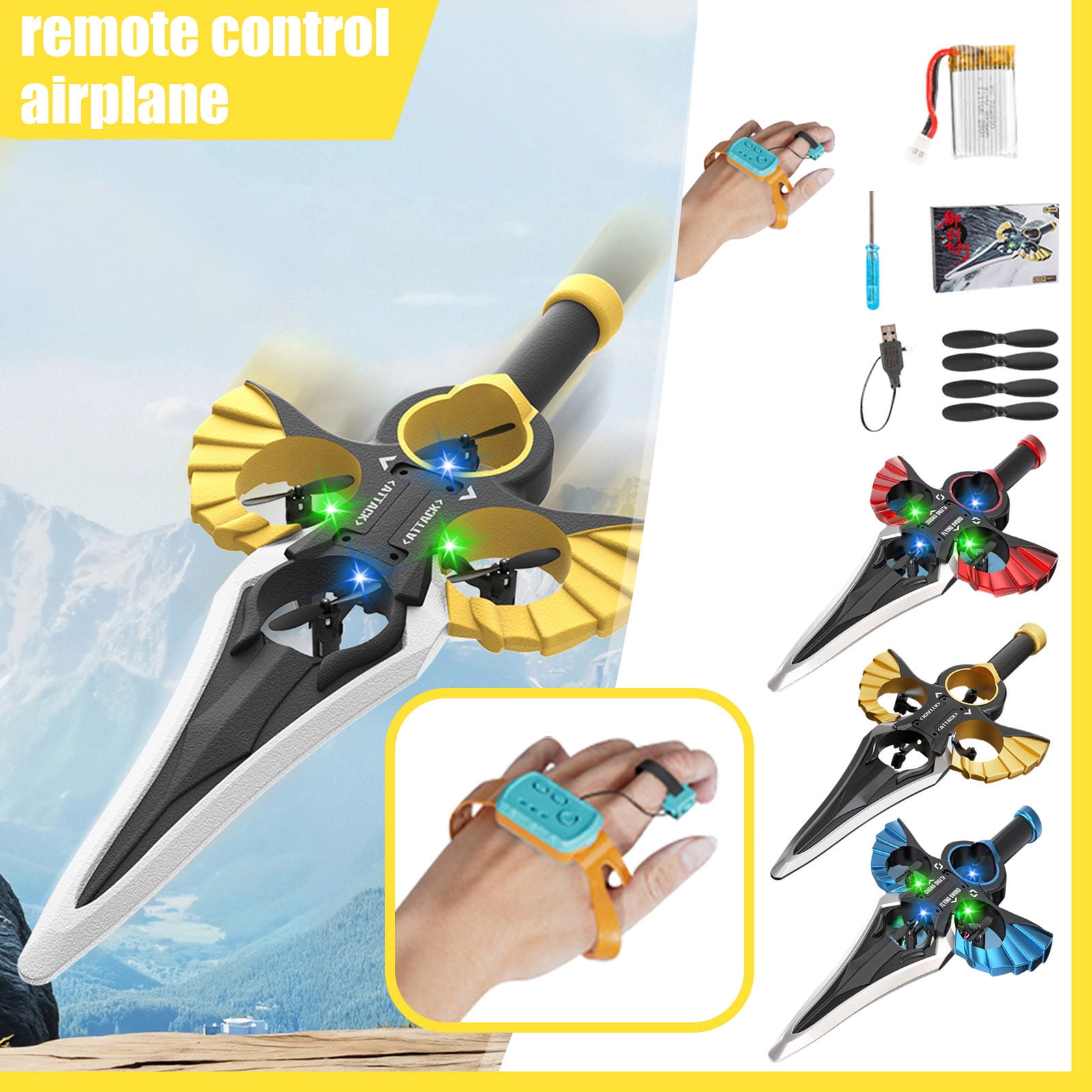 Gold Gesture & Remote-Controlled Flying Sword Drone, 360° Flip ...