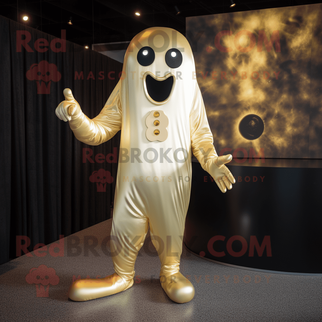 Gold Ghost REDBROKOLY mascot costume character dressed with a Playsuit ...