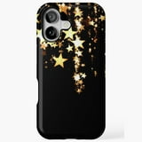 Gold Glam Stars Black Pattern Case for iPhone 11 12 13 14 15 16 17 Pro ...