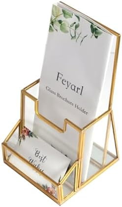 Gold Glass Brochure Holder Pamphlets Cards Literature Holder Flyer for ...