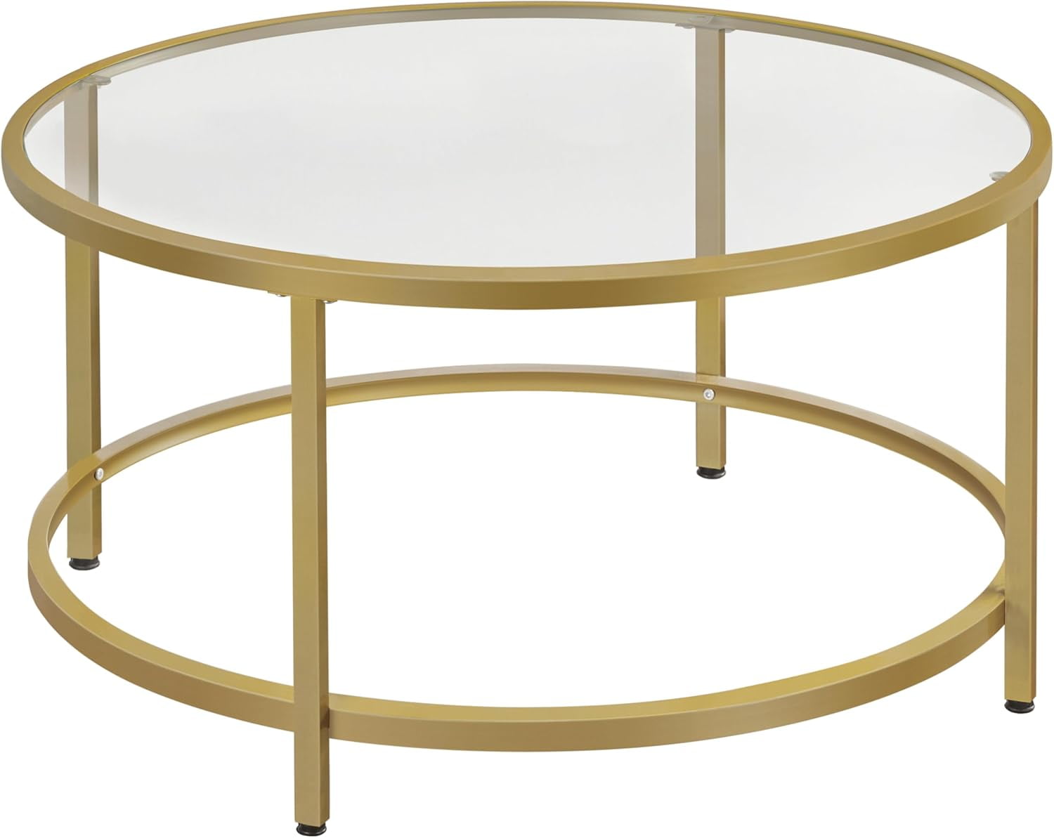 Gold Glass Coffee Table for Living Room, 36" Round Glass Coffee Table ...