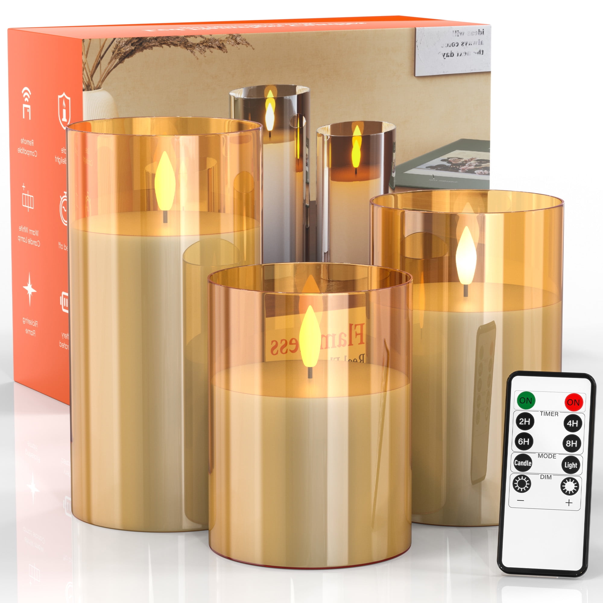 DAYBETTER Flameless Candles with Remote, Battery Operated LED Pillar ...