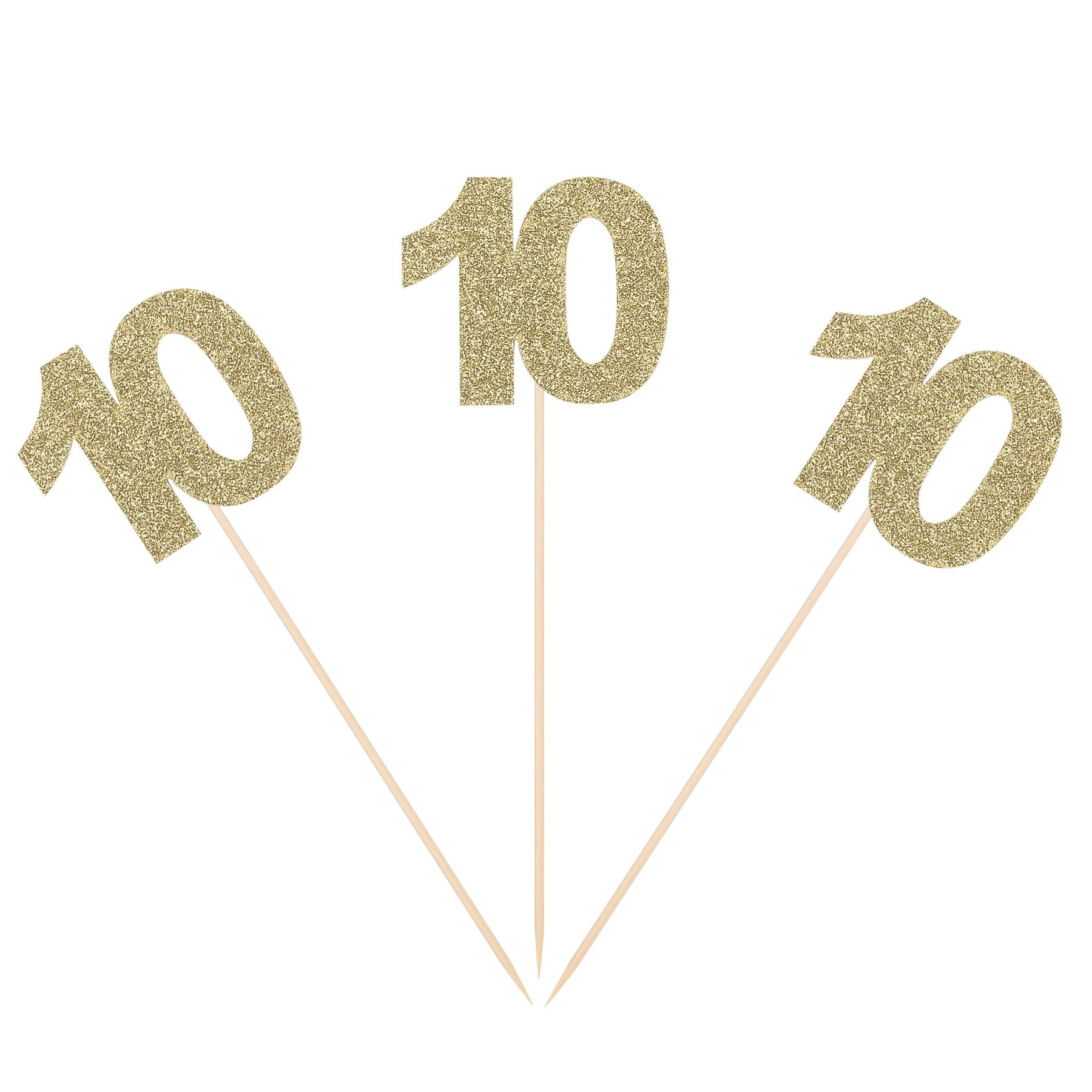 Gold Glitter 10th Birthday Centerpiece Sticks Number 10 Table Toppers ...