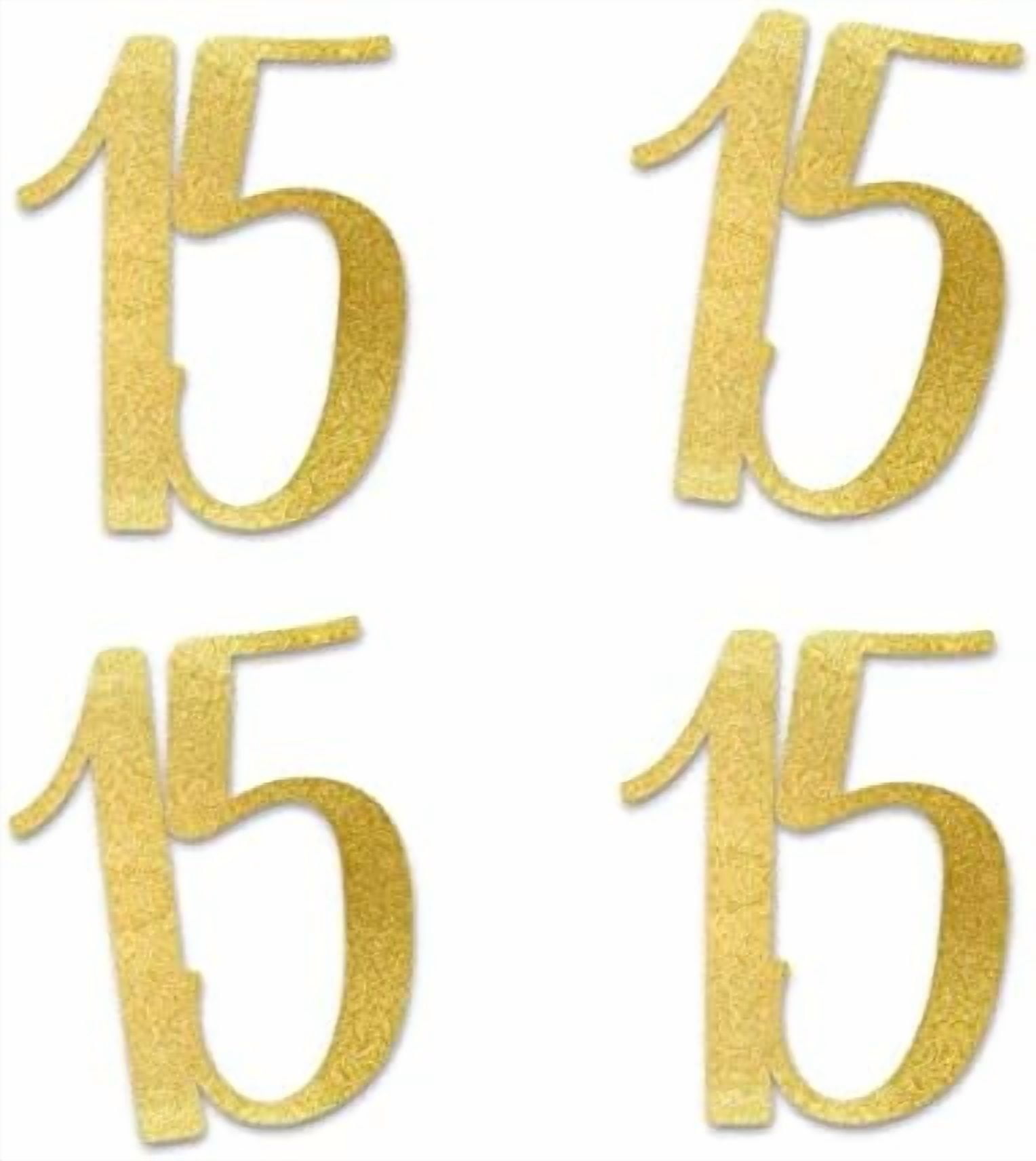 Gold Glitter 15 Cut-Out Numbers, 15th Birthday Party Anniversary ...