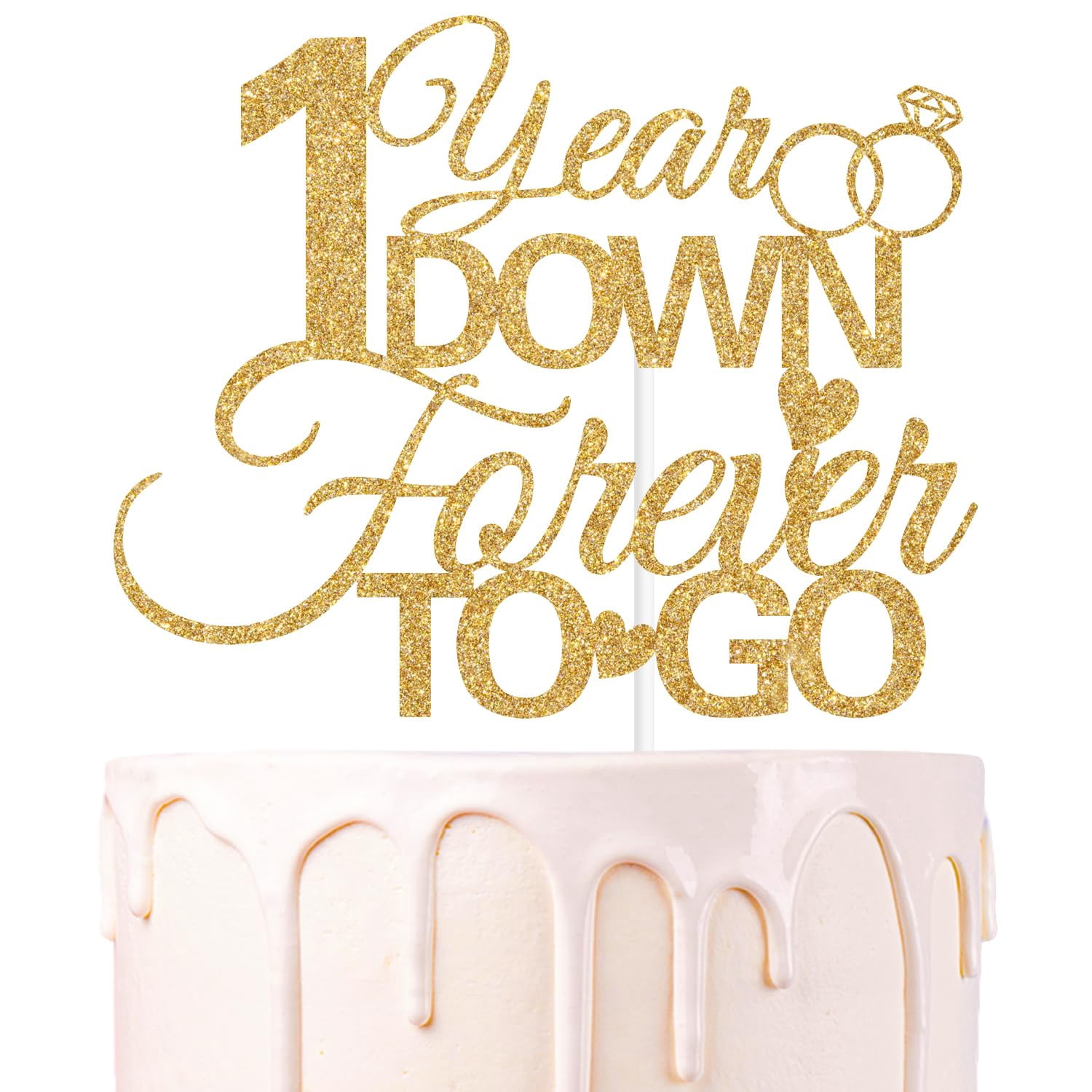 Gold Glitter 1TRDN Year Down Forever to Go Cake Topper, Happy 1st ...