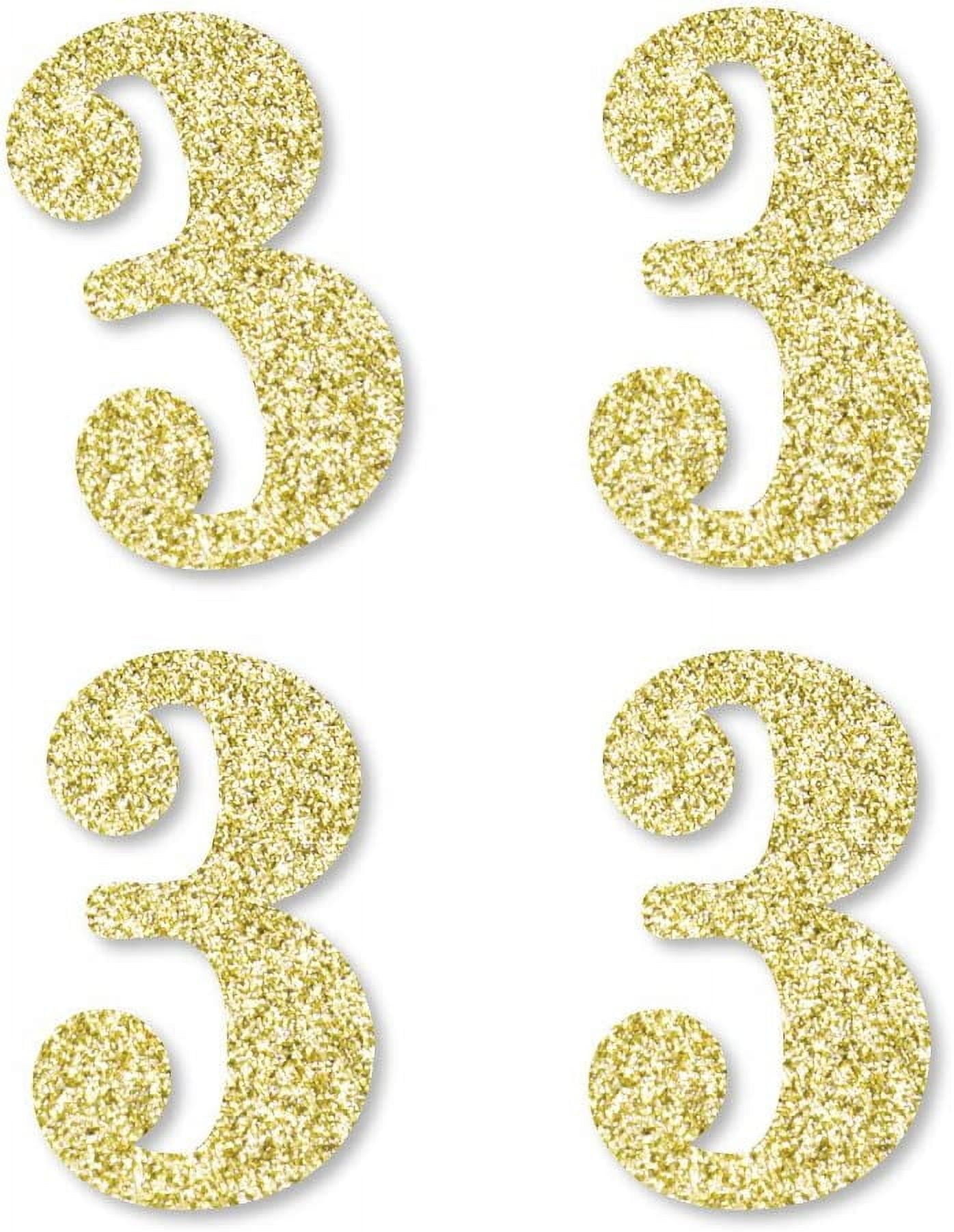 Gold Glitter 3 - No-Mess Real Gold Glitter Cut-Out Numbers - 3rd ...