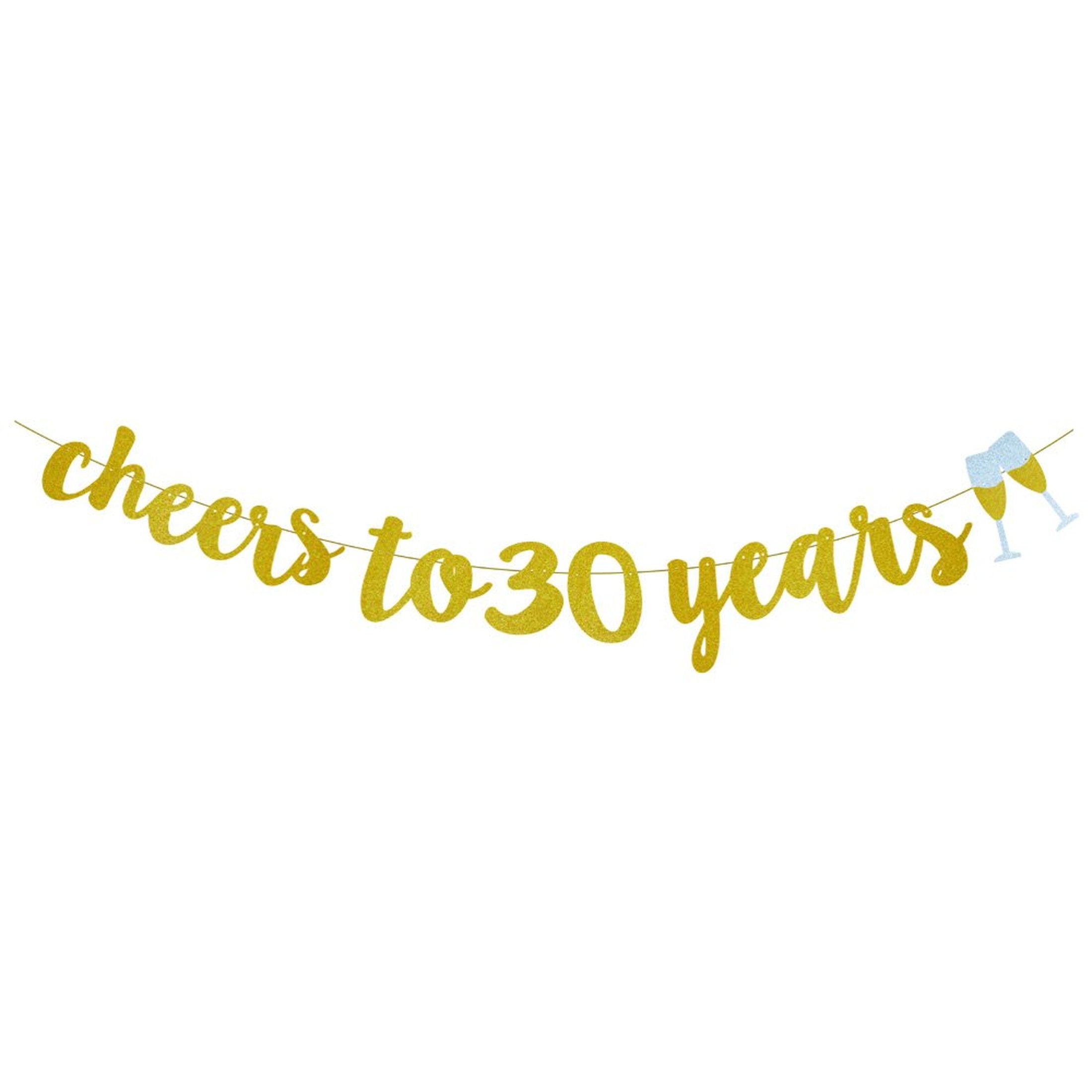 Gold Glitter 30th Birthday Cheers Banner - Celebrate 30 Years with ...