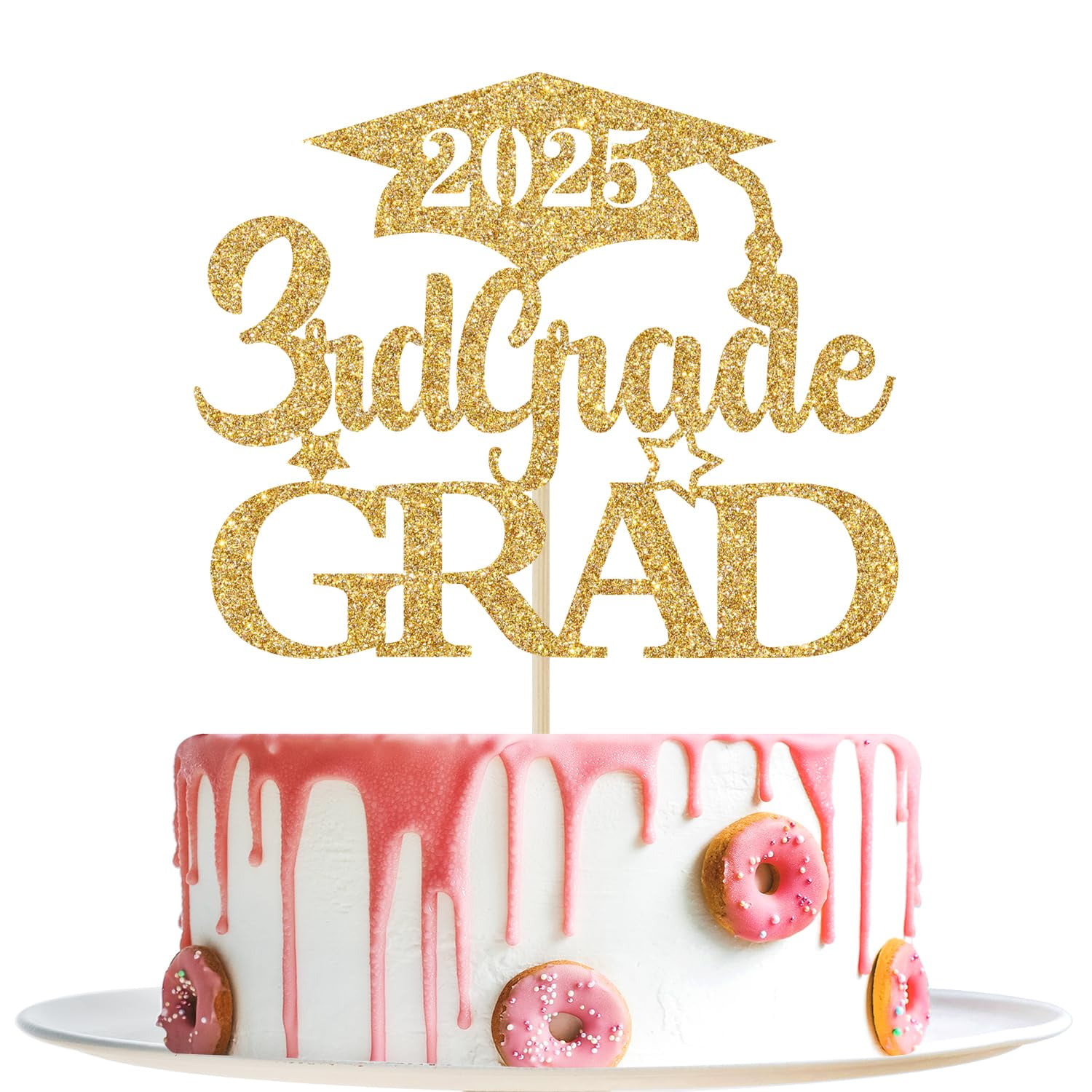 Gold Glitter 3rd SCH4 Grade Grad Cake Topper, 3rd Graduation Decor ...