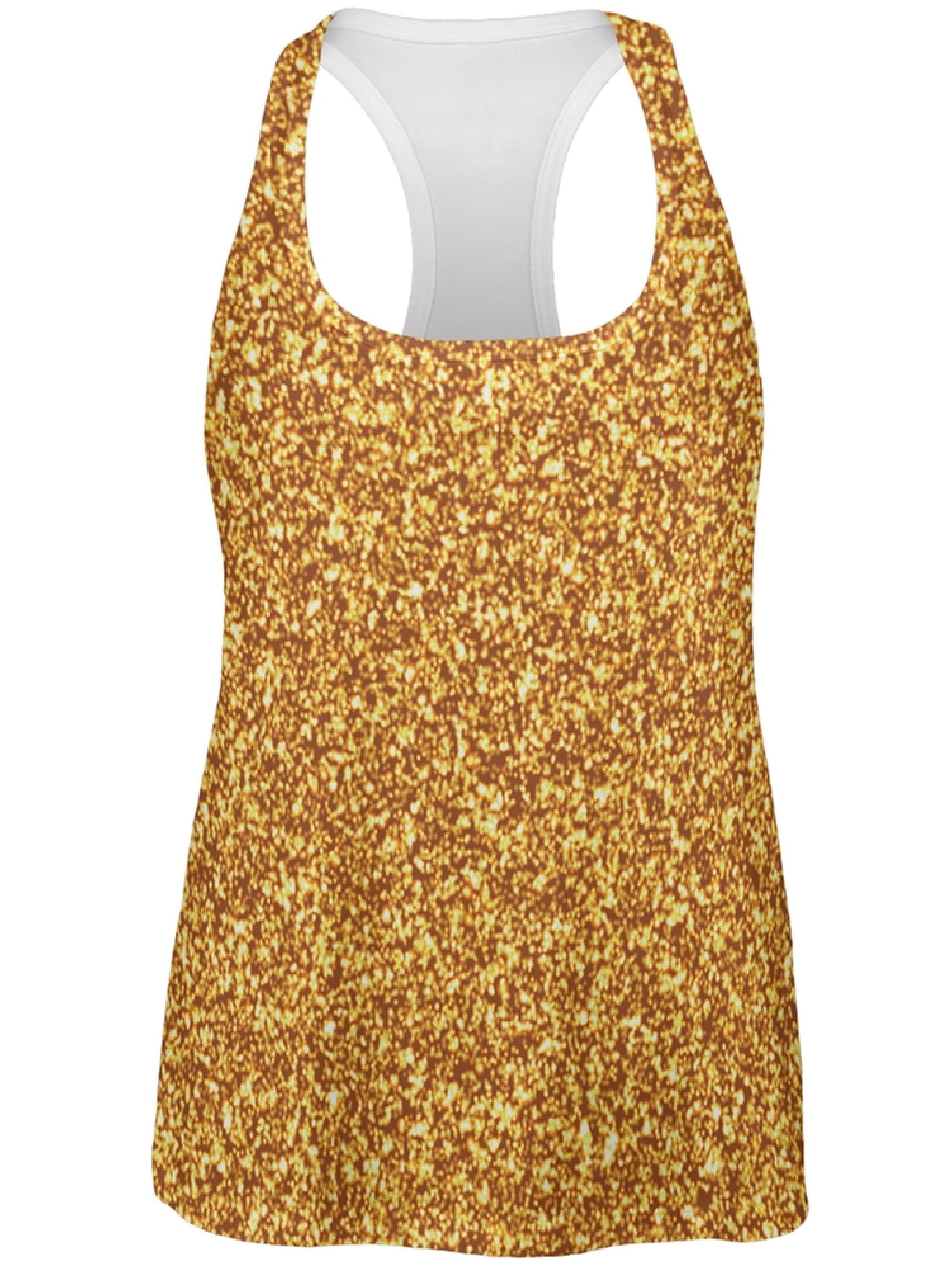 Gold Glitter All Over Womens Racerback Tank Top - 2X-Large - Walmart.com
