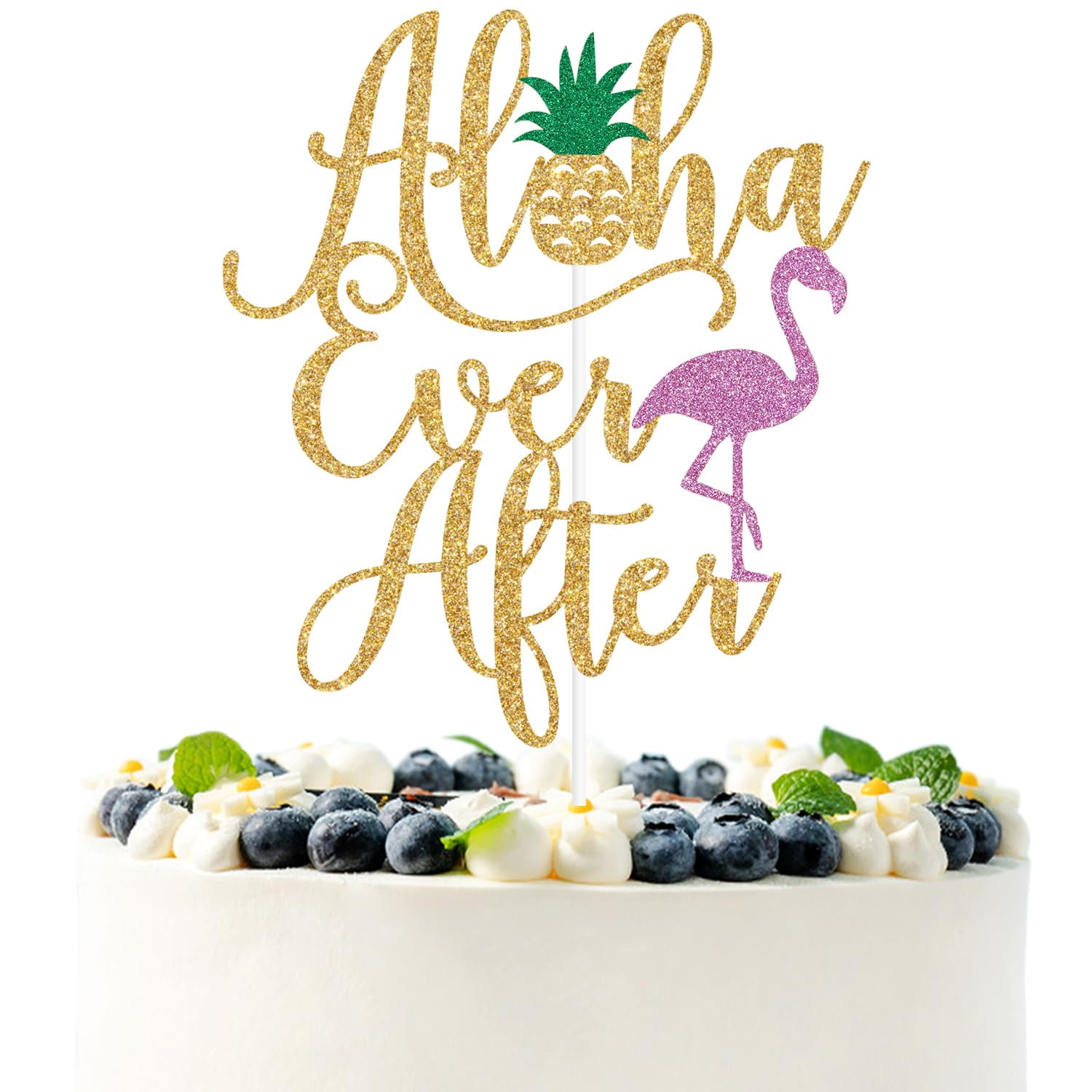 Gold Glitter Aloha FEV6 Ever After Cake Topper, Mr & Mrs/Till Death ...