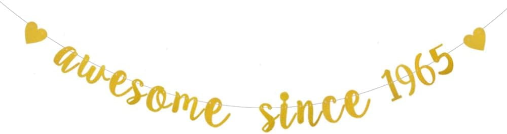 Gold Glitter Awesome Since 1965 Banner for 60th Birthday Party ...