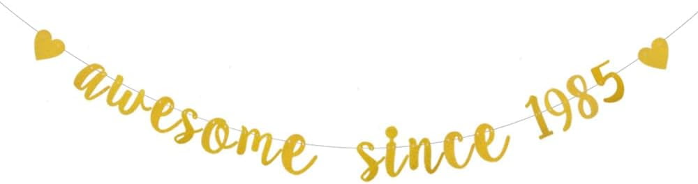 Gold Glitter Awesome Since 1985 Banner for 40th Birthday Party ...