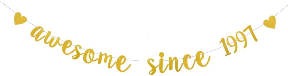 Gold Glitter Awesome Since 1997 Banner for 28TH Birthday Party ...