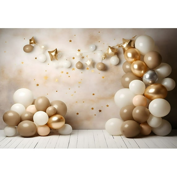 Gold Glitter Balloons Stars Kids Birthday Party Cake Samsh Portrait r ...