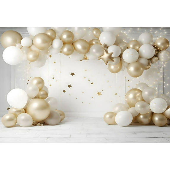 Gold Glitter Balloons Stars Kids Birthday Party Cake Samsh Portrait r ...