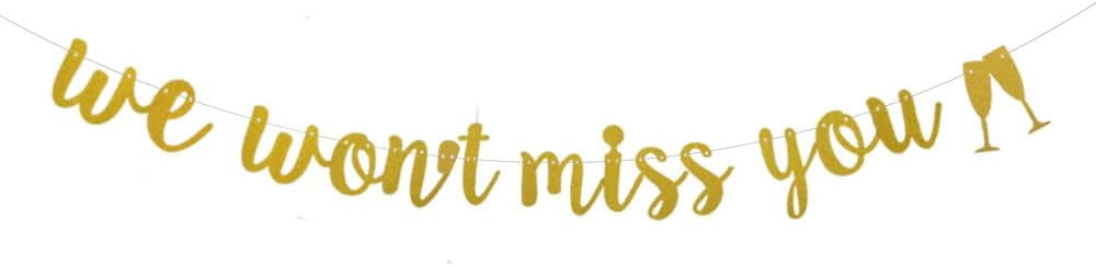 Gold Glitter Banner,Pre-Strung,Farewell/Goodbye/Job Changing/Bye ...