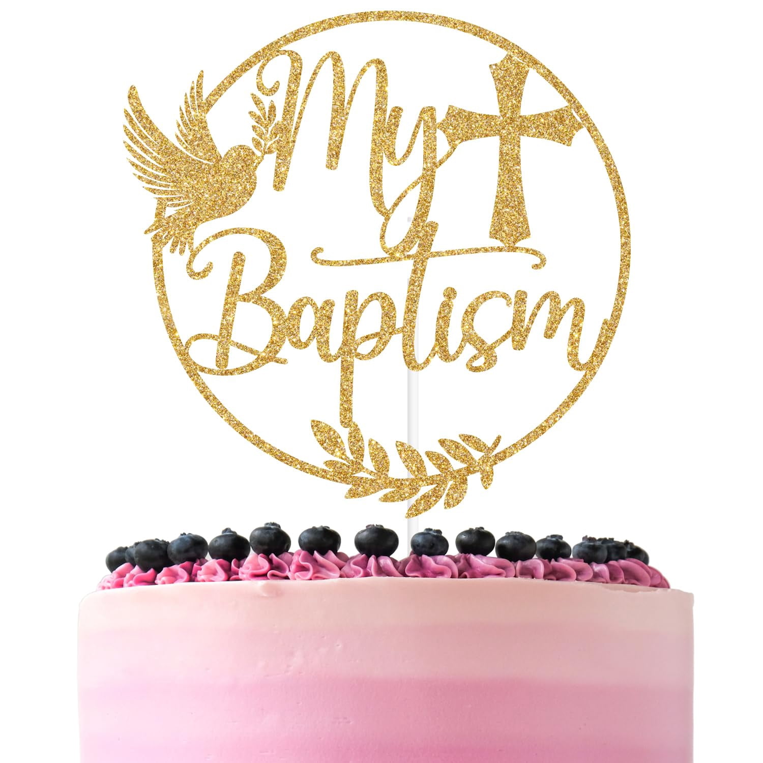 Gold Glitter My Baptism Cake Topper, AIS1 Spanish Mi Bautizo/First Holy ...