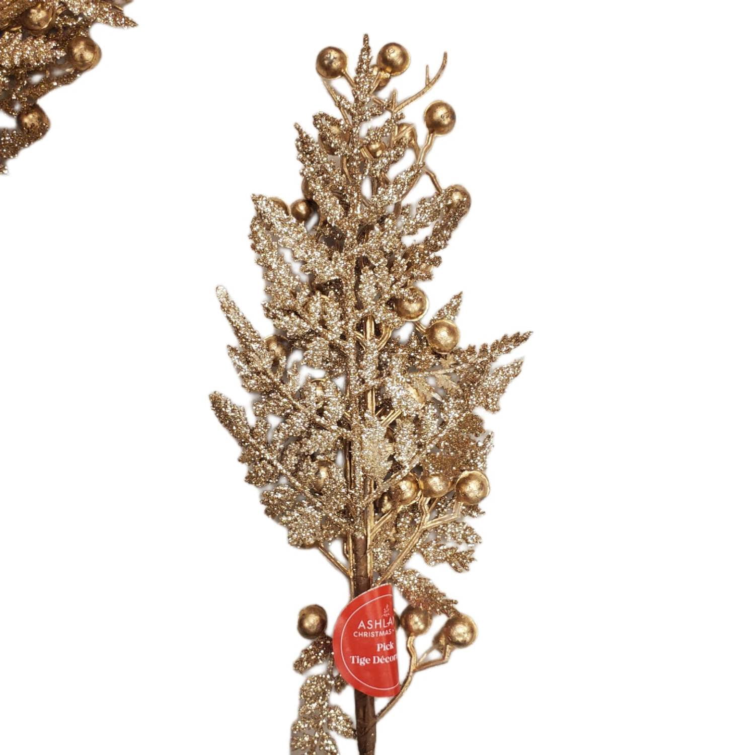 Gold Glitter Christmas Pick/Spray 16" - Ashland - Walmart.com
